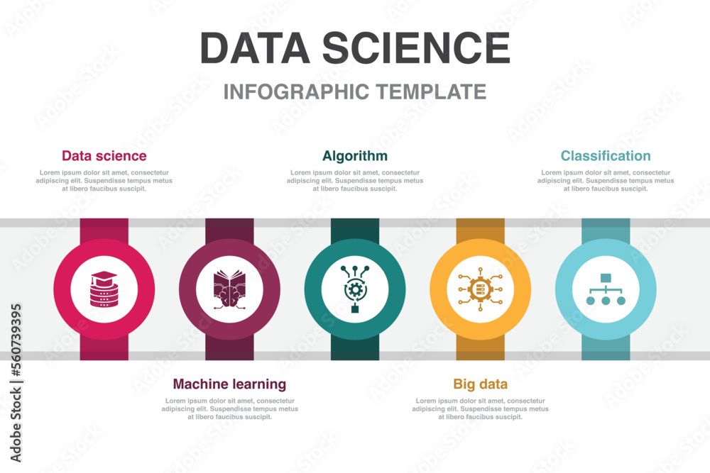 Data science, machine learning, Algorithm, Big Data, Classification, icons Infographic design ...