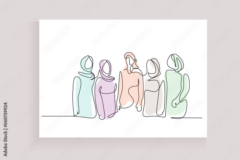 together women group support pose line drawing art Stock Vector | Adobe ...
