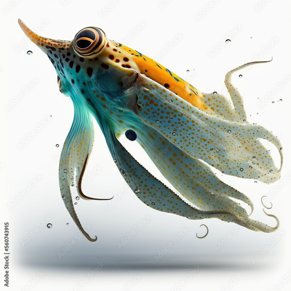 Bigfin Reef Squid full body image with white background ultra realistic ...