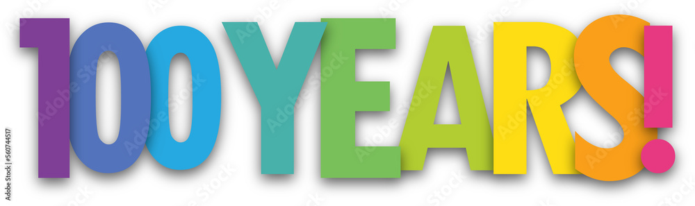 100 YEARS! colorful typography banner on transparent background Stock ...