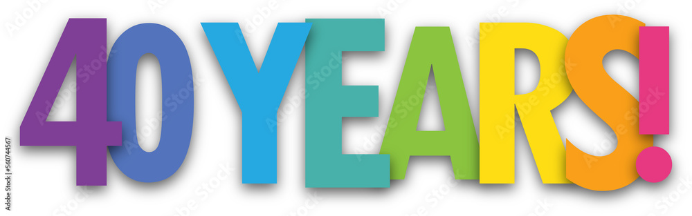 40 YEARS! colorful typography banner on transparent background Stock ...