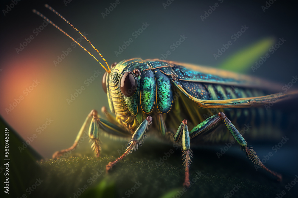 An extremely sharp and detailed portrait of grasshopper macro ...