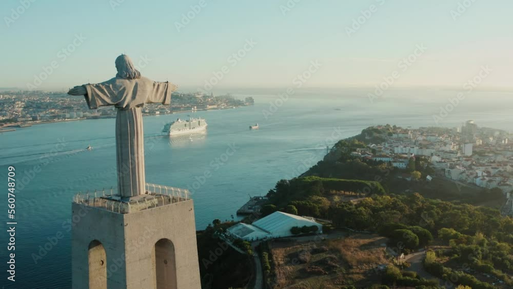 Drone footage captures Jesus Christ statue in Lisbon, Portugal ...