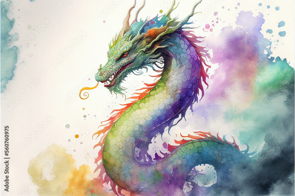 Watercolor Dragon Chinese