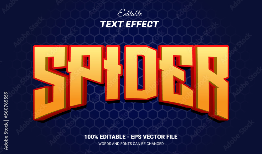 spider editable 3d text effect Stock Vector | Adobe Stock