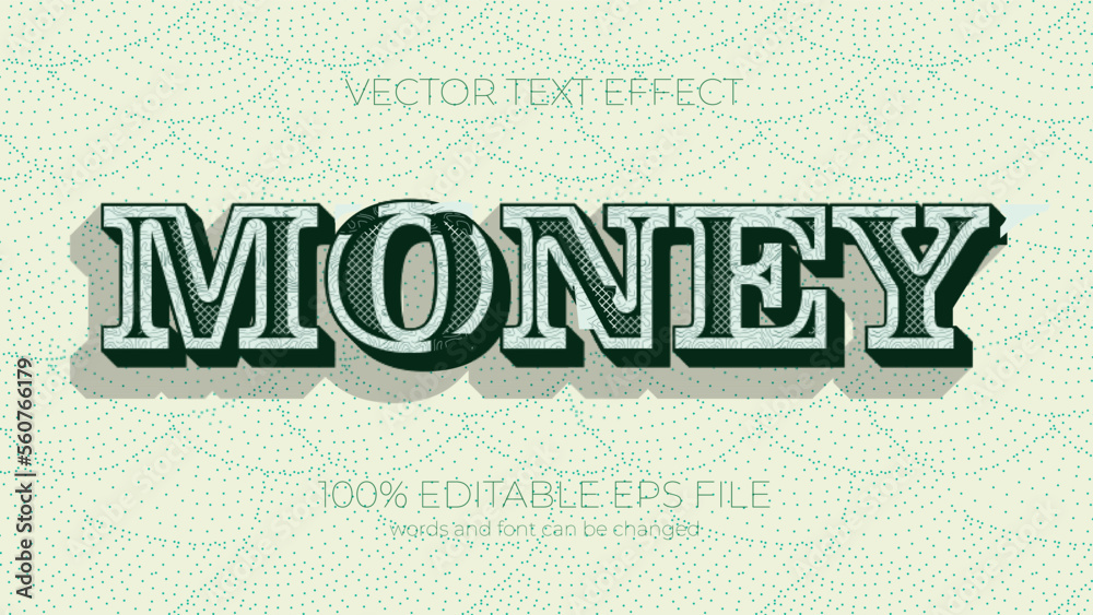 money text effect style, EPS editable text effect Stock Vector | Adobe ...