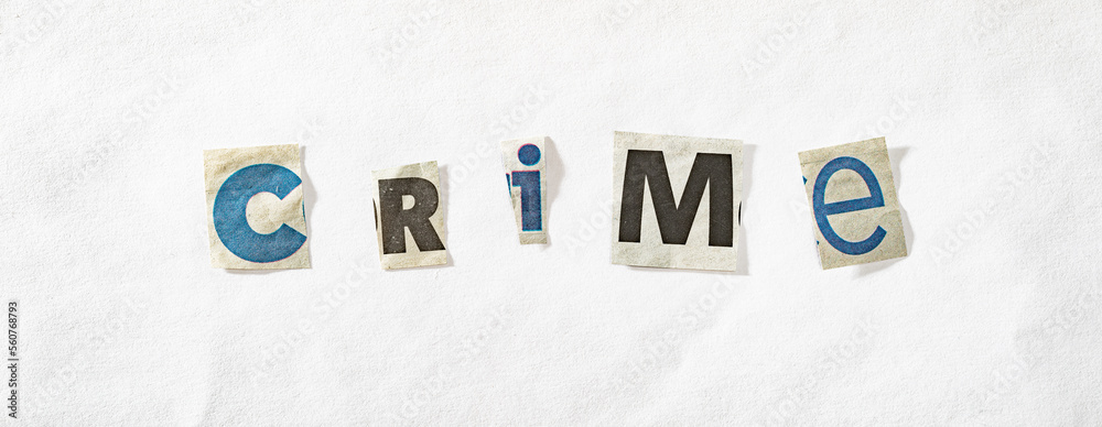 Word crime created using letters cut out of newspapers. Corruption ...