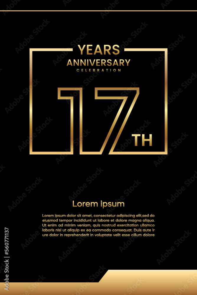 17th Anniversary template design with gold color for celebration event ...