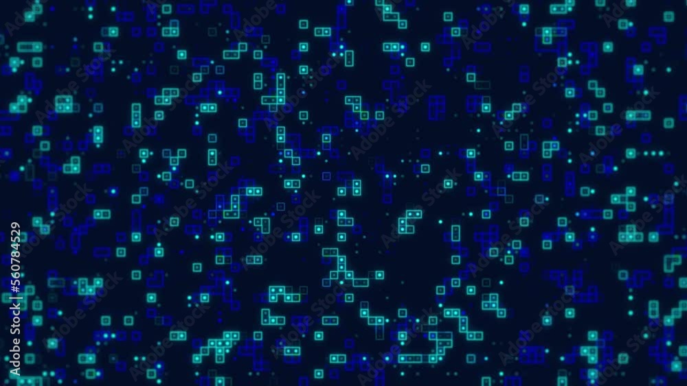 Display Screen neon digital box cube technology background. blue sky ...