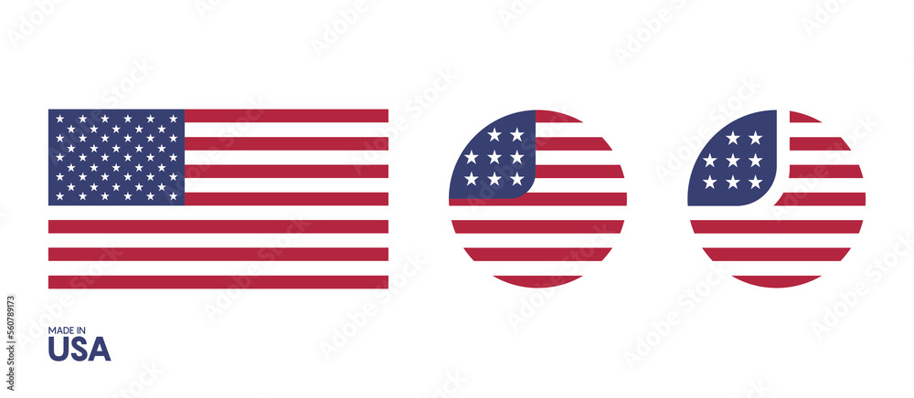 American flag flat vector logo icon. Simple vector button flag of the ...