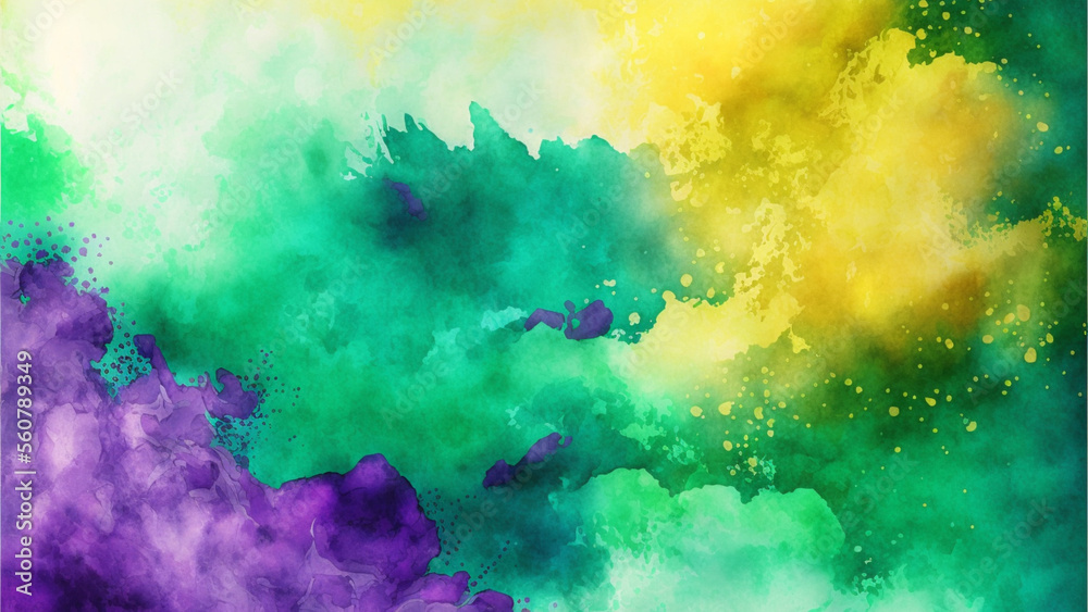 Mardi Gras Digital Watercolor Background Abstract Splash Colorful Art ...