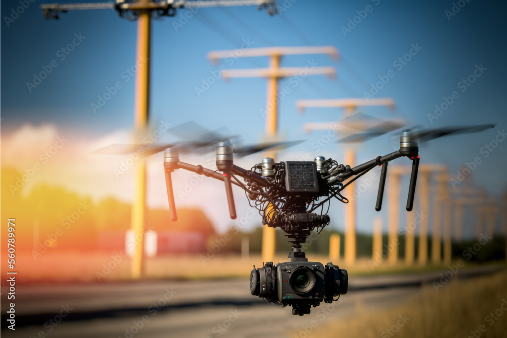 Drone control high voltage electrical lines, camera thermal analysis of ...