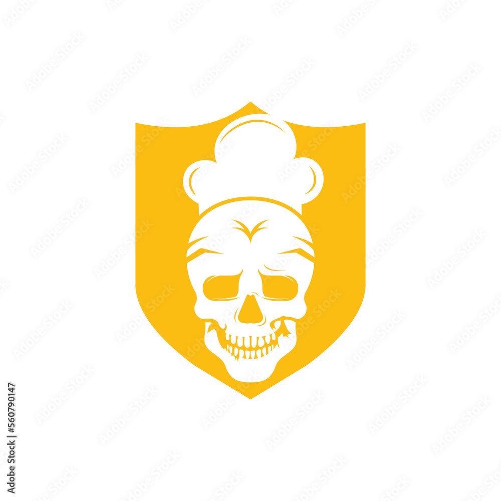 Skull chef vector logo design template. Vector graphics of skull head ...