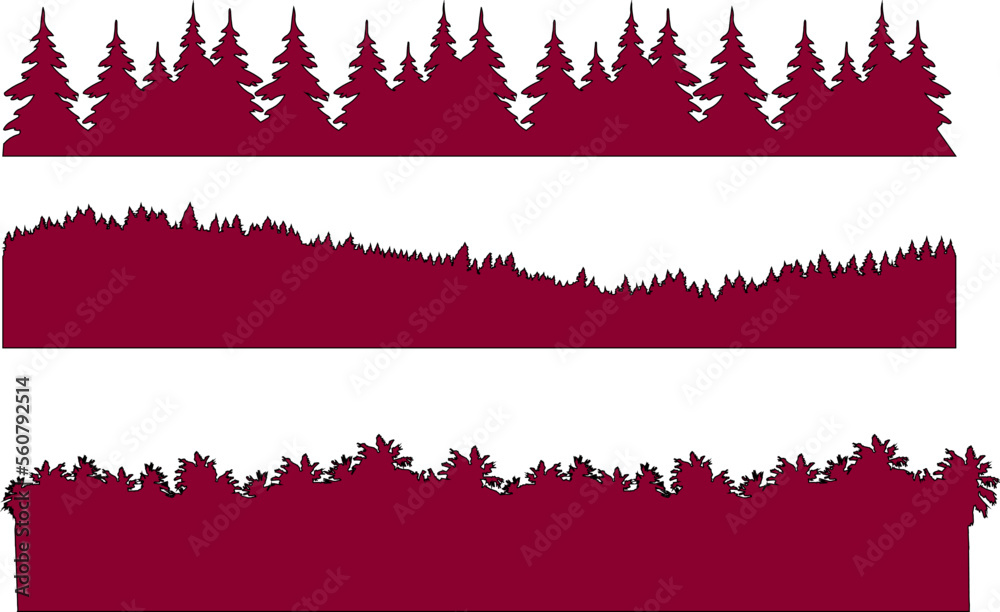 minimalist colored red forest background illustration vector sketch ...