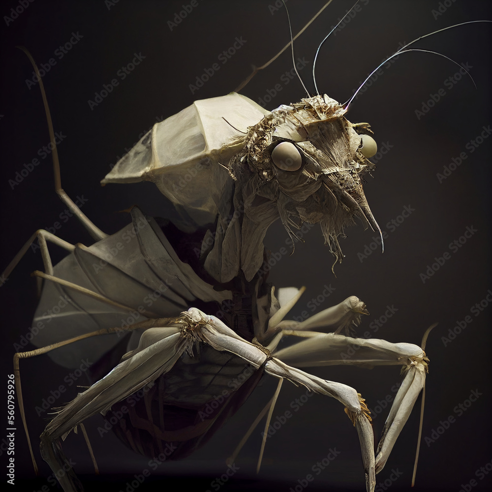 White Artificial Construct Elongated Angular Mutated Creature ...