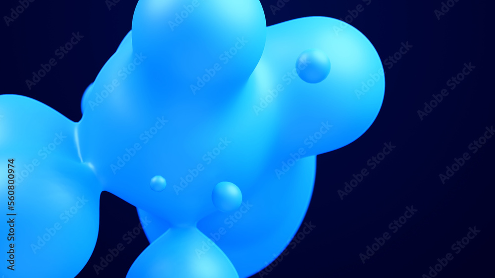 Metaverse 3d abstract background with droplets blue metaball molten wax ...