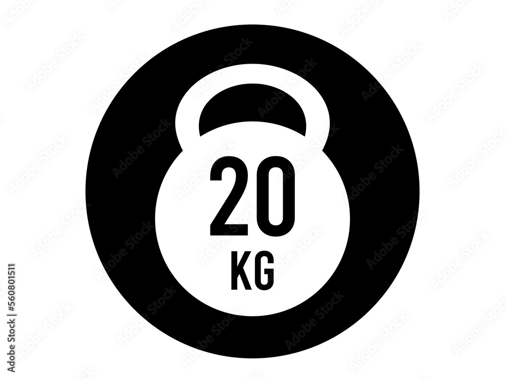 20 kg weight icon. Vector weight in kilograms isolated on white background Stock-Vektorgrafik ...