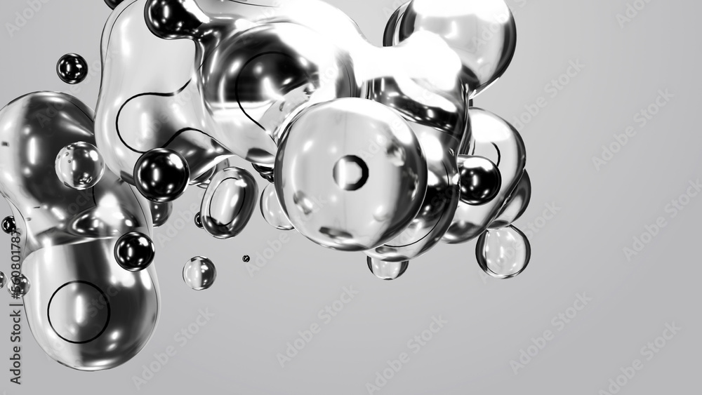 3d render motion design wallpaper animation business presentation monochrome grey white metaball ...