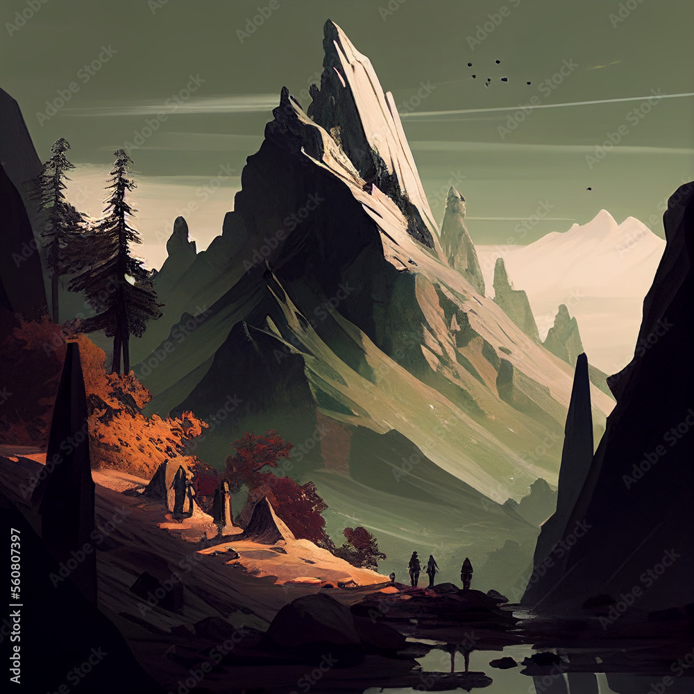 Mountain Valley Landscape Roleplaying DND Concept Epic RPG Adventure ...