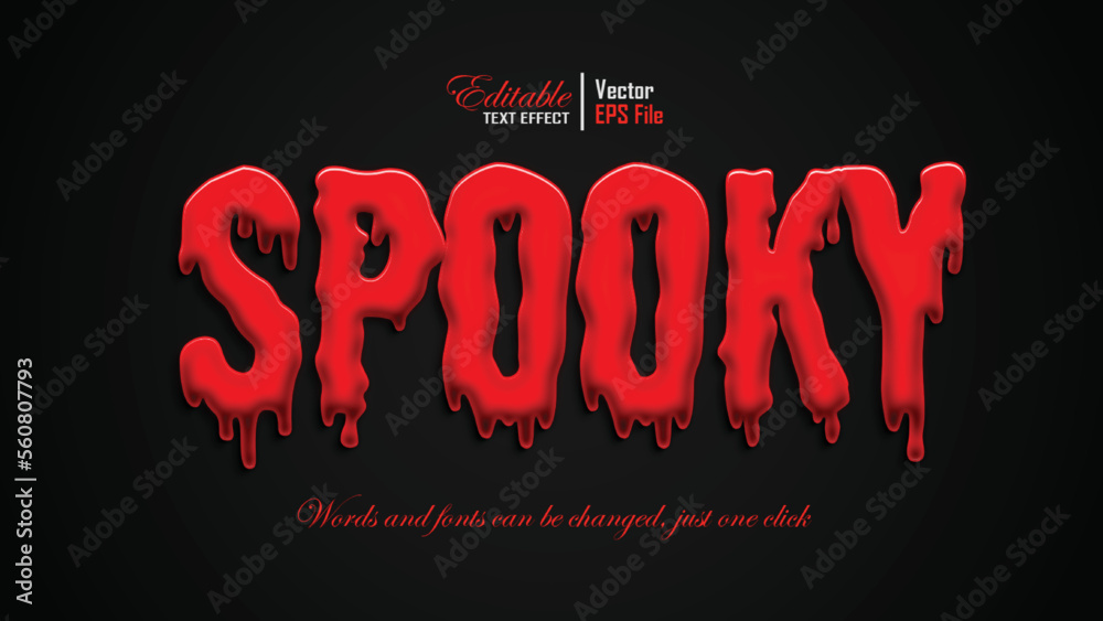 Editable text effect in horror spooky, vector eps, spread liquid style ...