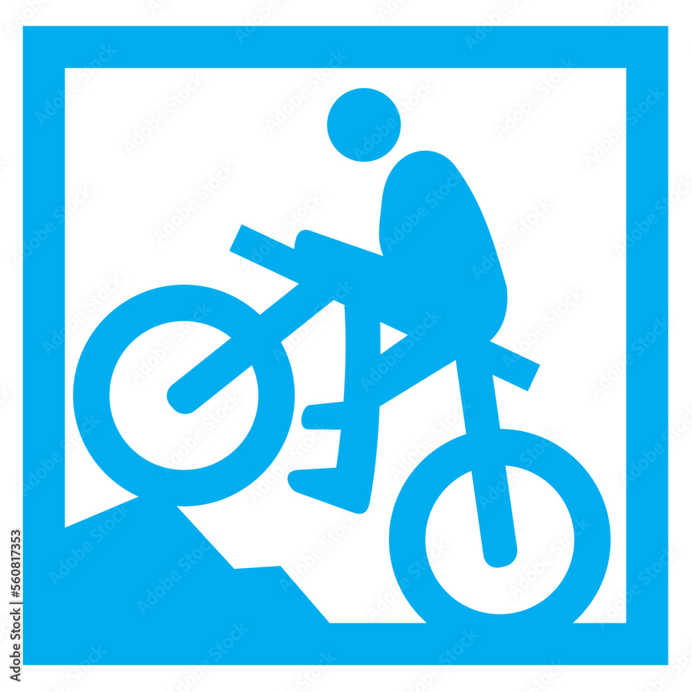 Blue and white vector graphic of a map symbol for mountain bike trail ...