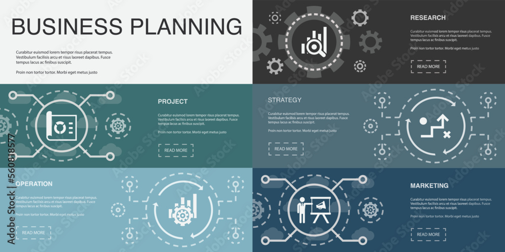 project, operation, research, strategy, marketing, icons Infographic ...