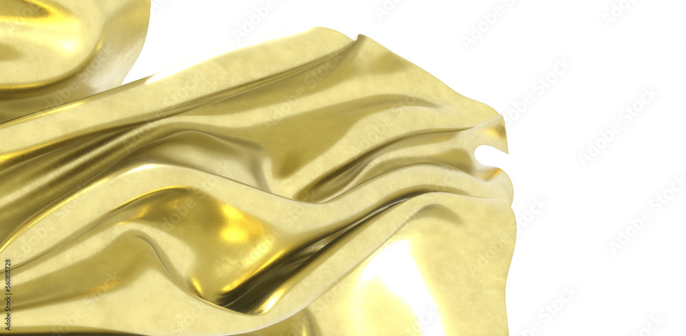 Flying gold cloth isolated on white background 3D render Stock ...
