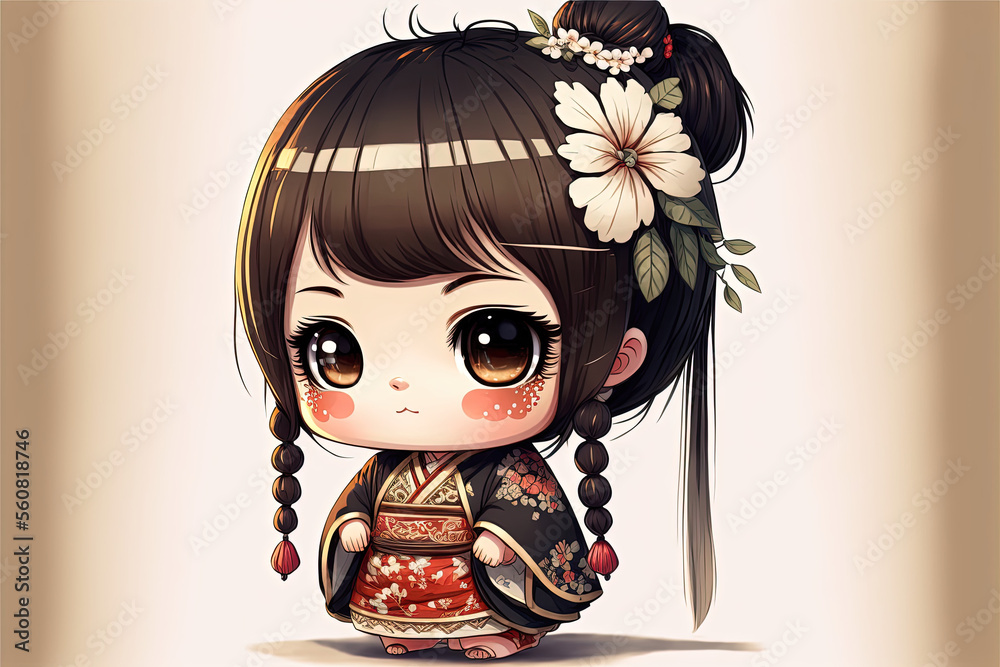 Cute Anime Chibi Japanese Girl Stock Illustration Adobe Stock