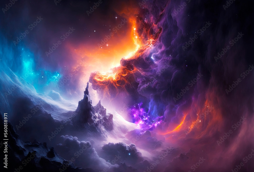 Dramatic and beautiful space background. Nebula blast. Multicolored ...