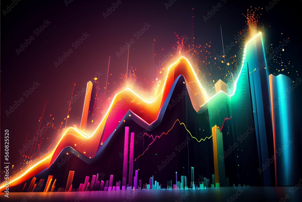 Neon Chart rising successful upwards created with generative ai ...