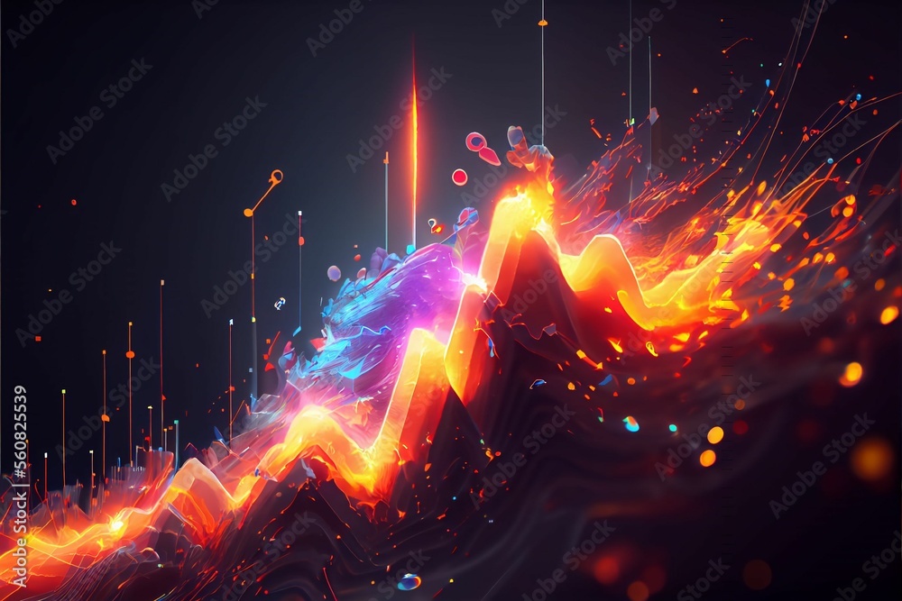 Neon Chart rising successful upwards created with generative ai ...
