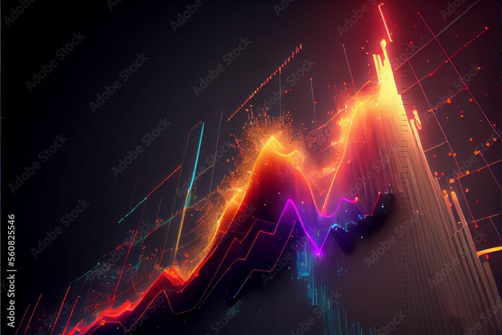 Neon Chart rising successful upwards created with generative ai ...