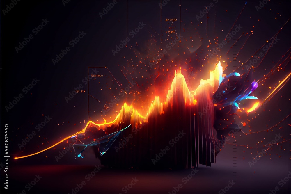 Neon Chart rising successful upwards created with generative ai ...