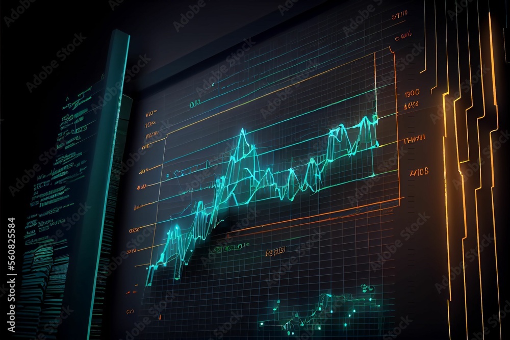 Neon Chart rising successful upwards created with generative ai ...