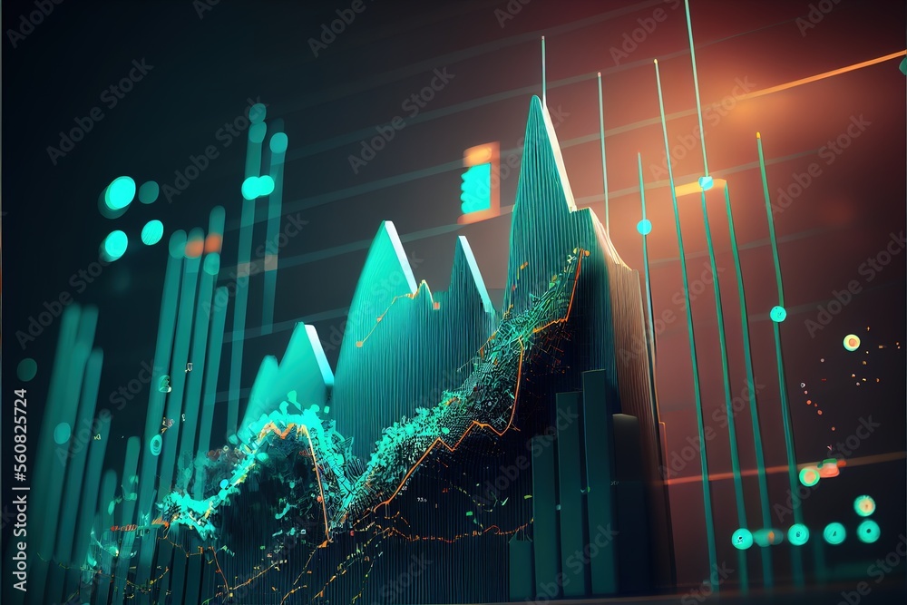 Neon Chart rising successful upwards created with generative ai ...