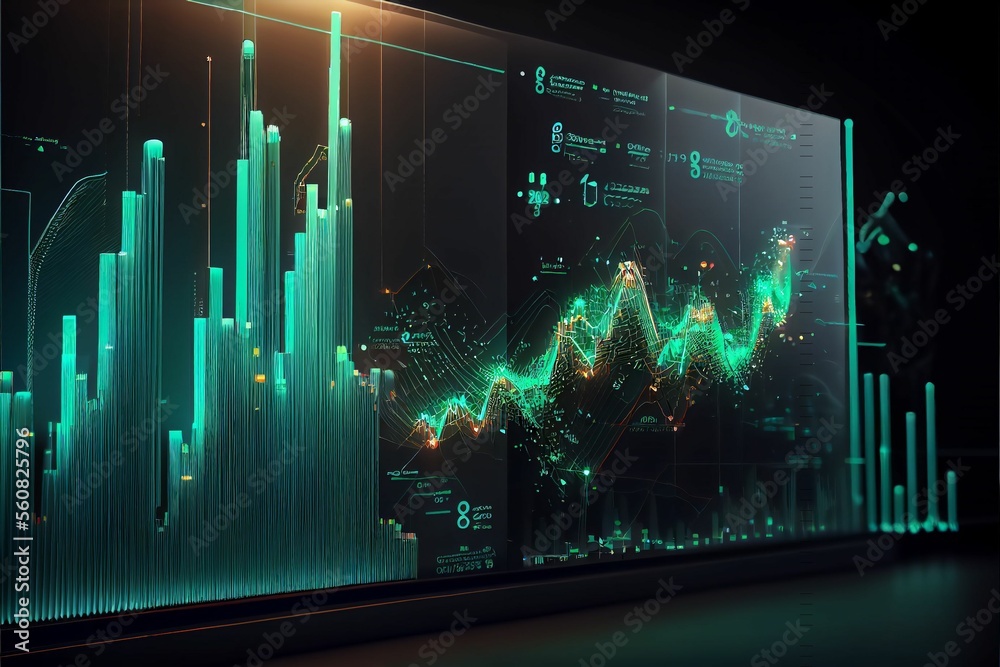 Neon Chart rising successful upwards created with generative ai ...