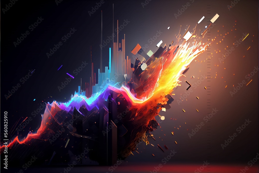 Neon Chart rising successful upwards created with generative ai ...