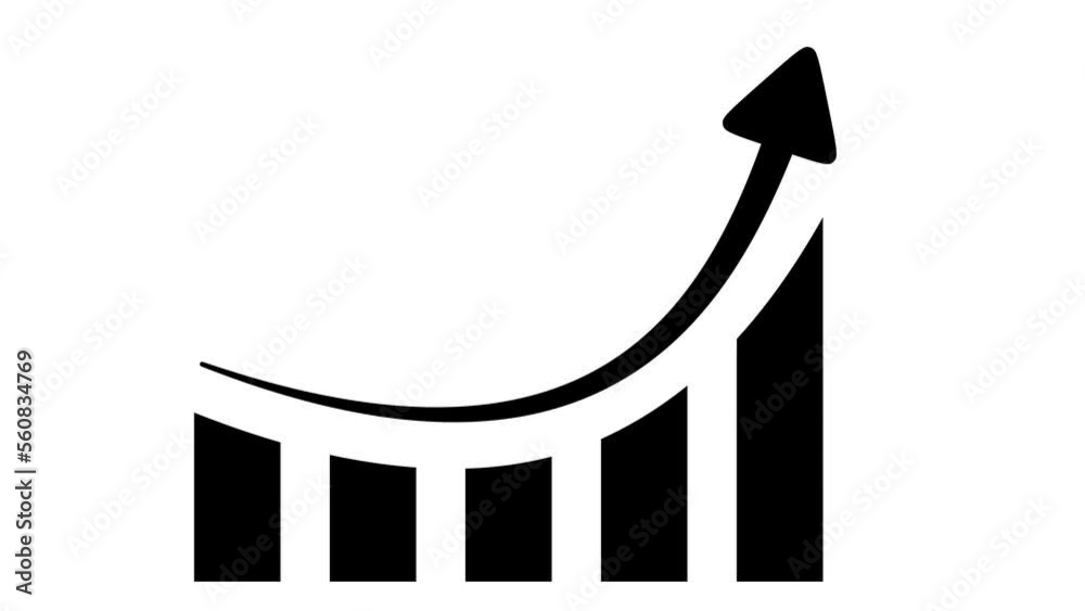 Graph with Curve Arrow Symbol Animation on white background. Animated ...