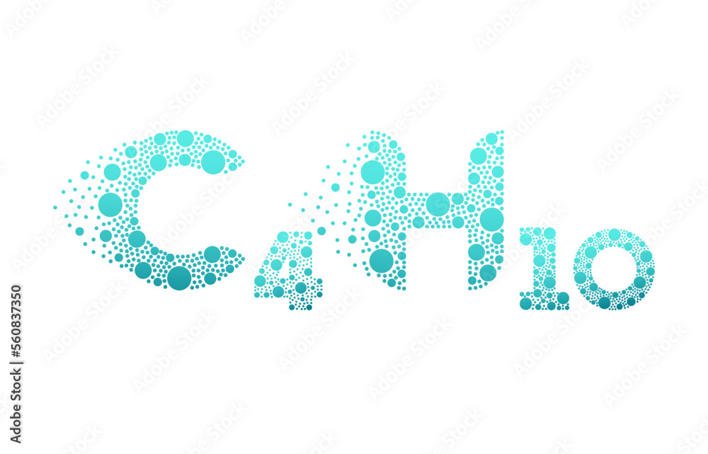 Butane C4H10 bubble logo design isolated on white background. Butane ...