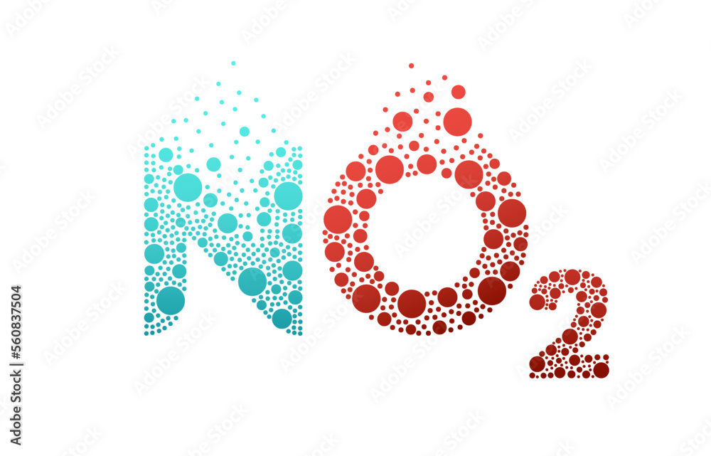 Nitrogen Dioxide NO2 bubble logo design isolated on white background ...