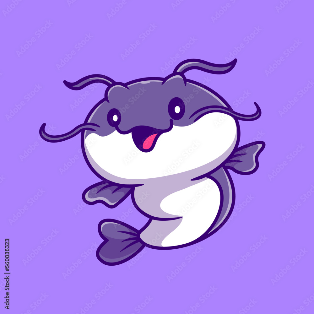 Cute Catfish Cartoon Vector Icon Illustration. Animal Nature Icon ...