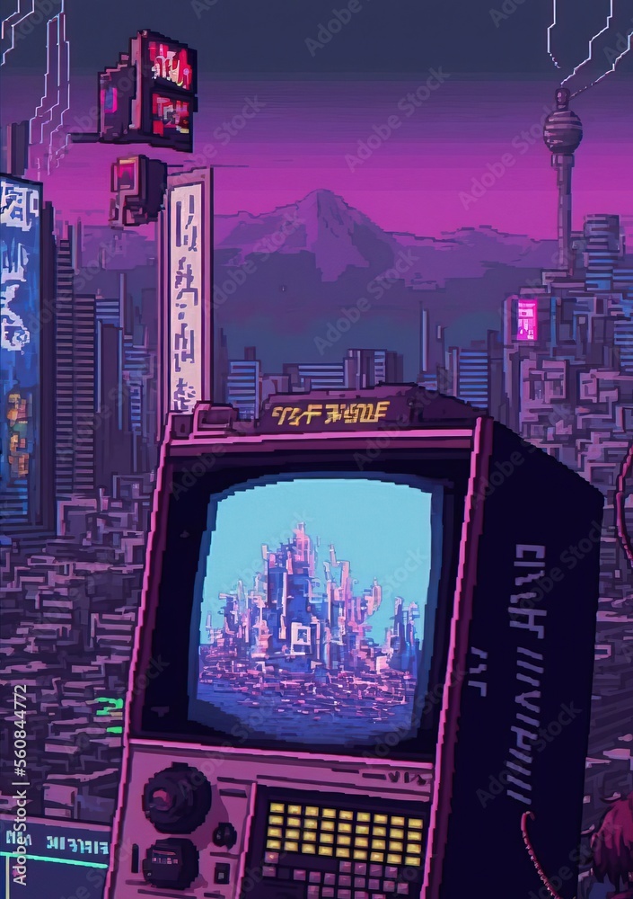 4K resolution or higher, 90's esthetics, video game, pixel art, lofi ...