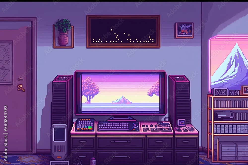 4K resolution or higher, 90's esthetics, video game, pixel art, lofi ...