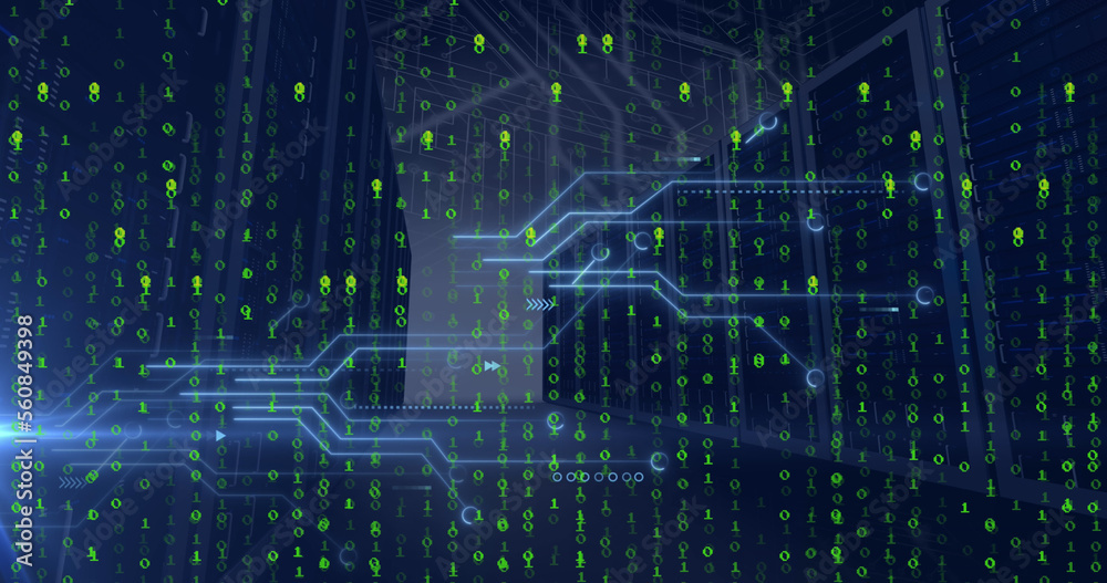 This image shows a computer processing data using binary code Stock Illustration | Adobe Stock