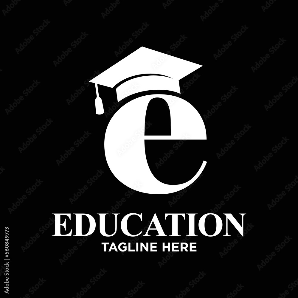 Letter E Graduation Hat Logo Design Template Inspiration, Vector ...
