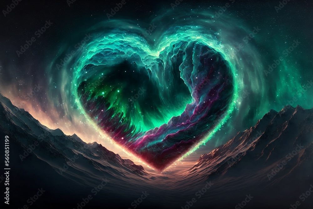 Aurora Borealis Heart Sky #1 Stock Illustration | Adobe Stock