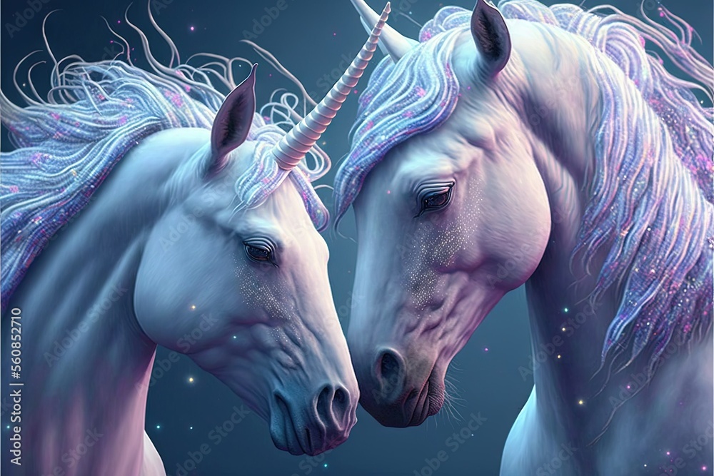 Unicorn Soulmates in Love, Machine Learning Generated AI image of Two ...