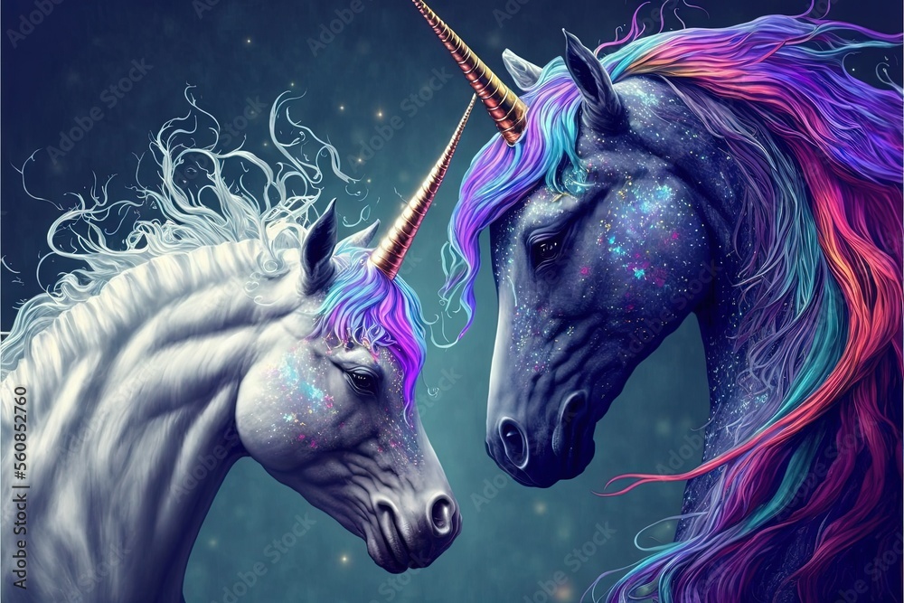 Unicorn Soulmates in Love, Machine Learning Generated AI image of Two ...