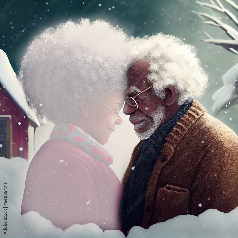 African american aged man and disappearing woman. Life and death ...