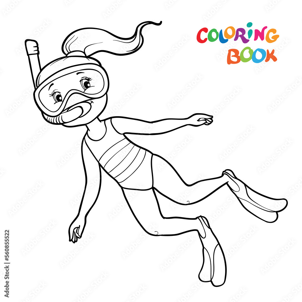 Coloring page. A girl in a mask cutout on white background Stock Vector ...